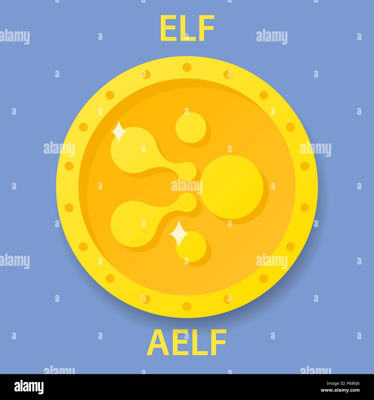 AELF Coin cryptocurrency blockchain icon. Virtual electronic, internet ...