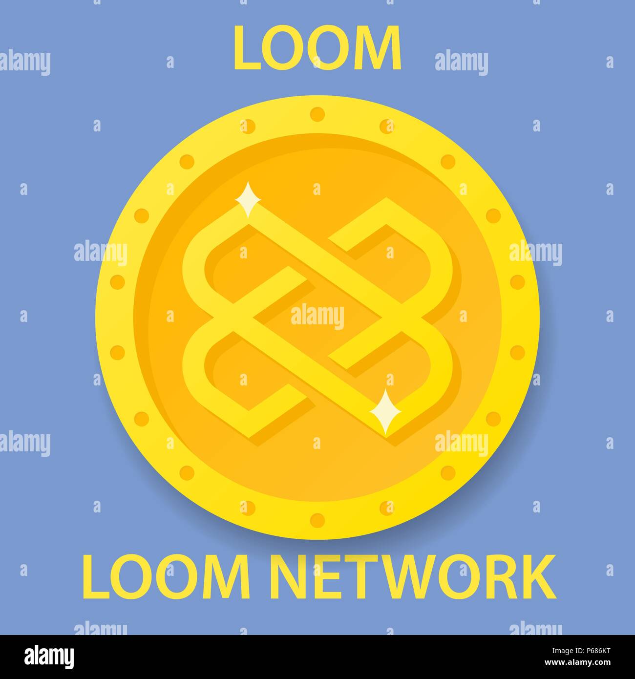Loom Network Coin cryptocurrency blockchain icon. Virtual electronic ...