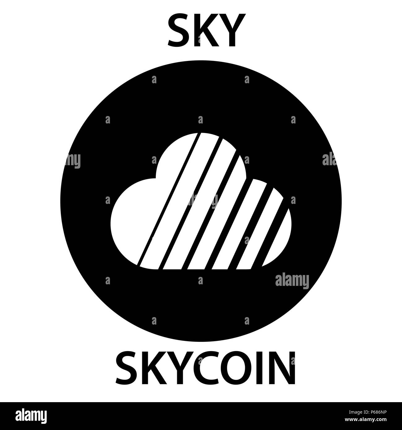 SKY Coin cryptocurrency blockchain icon. Virtual electronic, internet ...