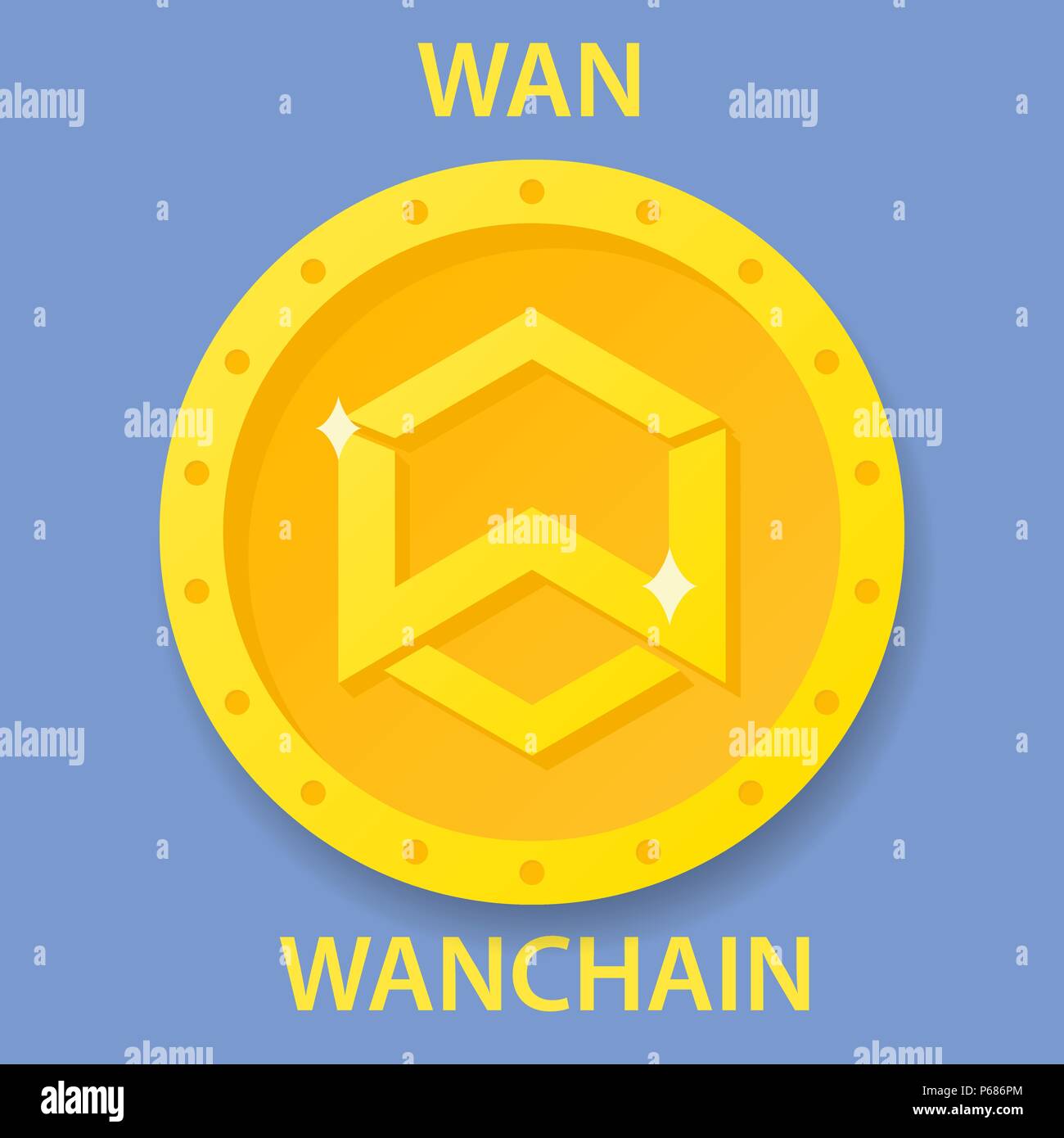 WanChain Coin cryptocurrency blockchain icon. Virtual electronic ...