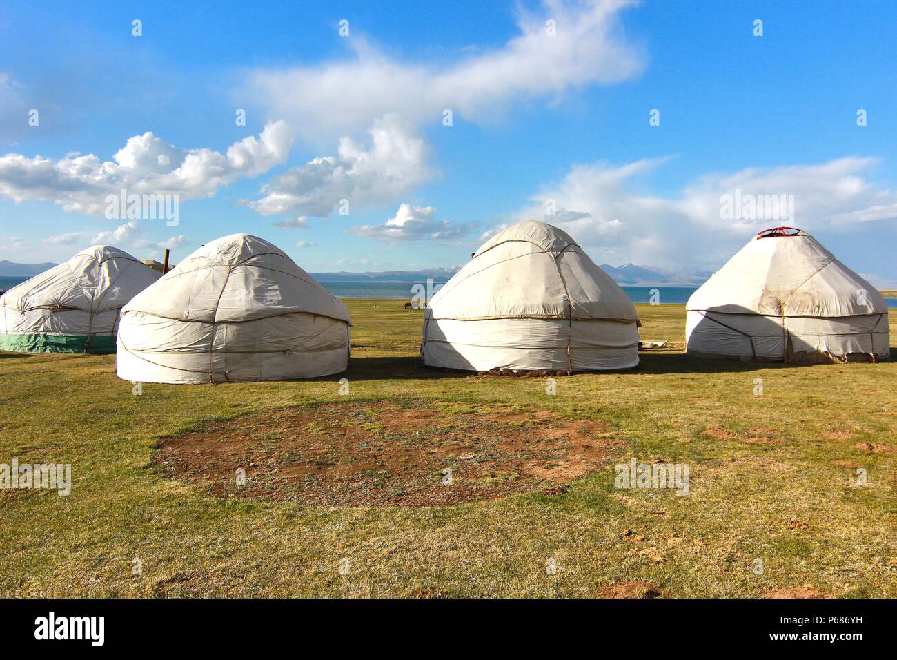 The ger camp in a large meadow at Ulaanbaatar , Mongolia Stock Photo ...