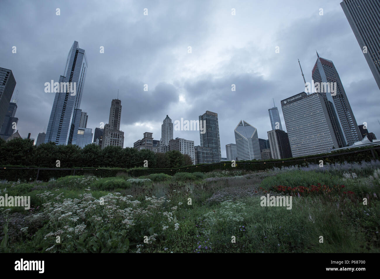chicago skyline dusk Stock Photo - Alamy