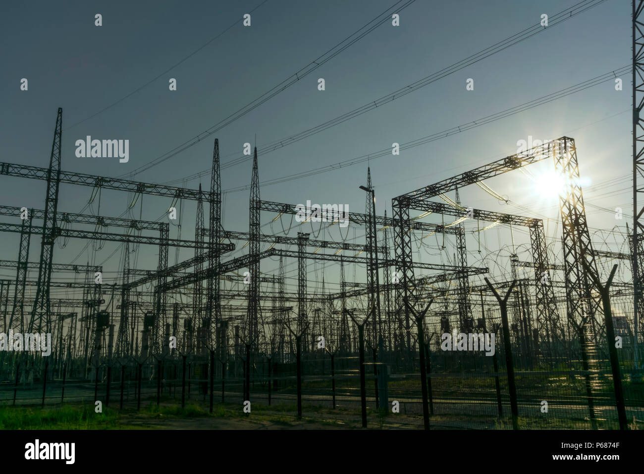 industrial background - graphical silhouettes of different structures ...