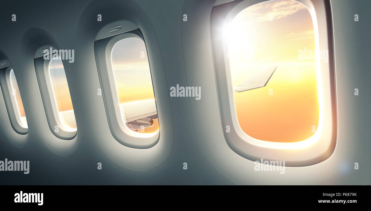 Beautiful sunrise through the airplane window Stock Photo - Alamy