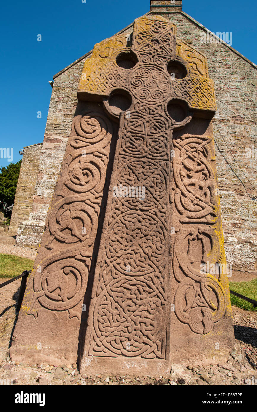 The 8th century Pictish Cross Slab at Aberlemno Church, Angus, Scotland ...