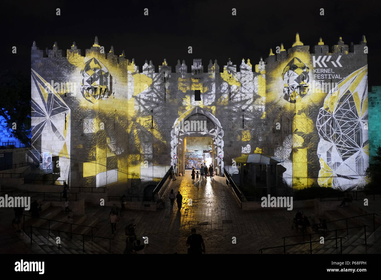A light projection show over Nablus Gate or Bab al-Amud also called ...
