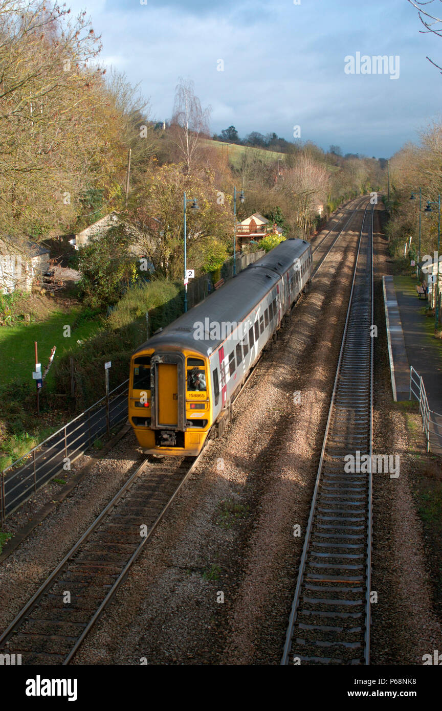 The Great Western Railway. A Class 158 DMU trainset passes through ...