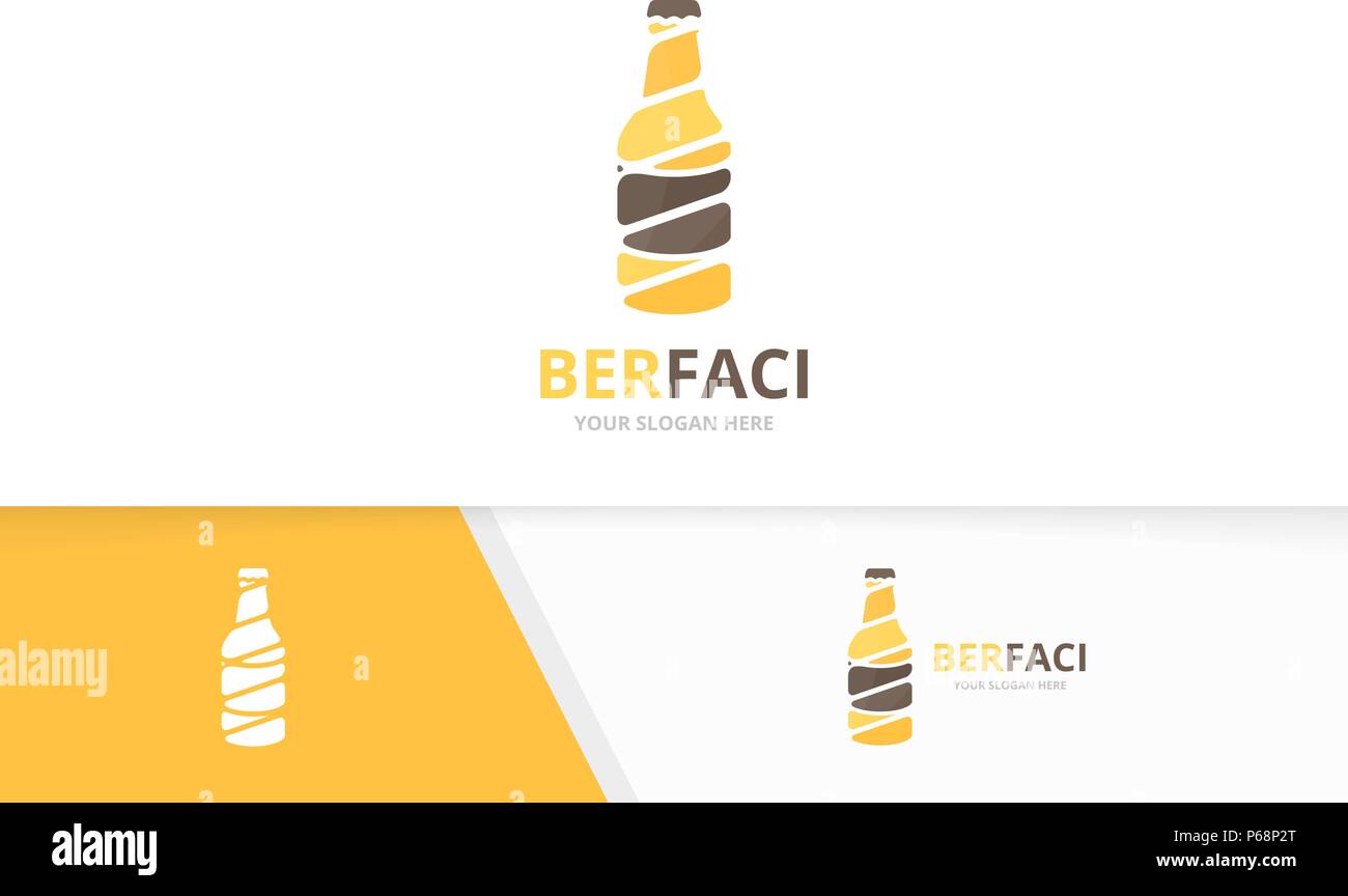 Vector bottle logo combination. Beer symbol or icon. Unique alcohol ...