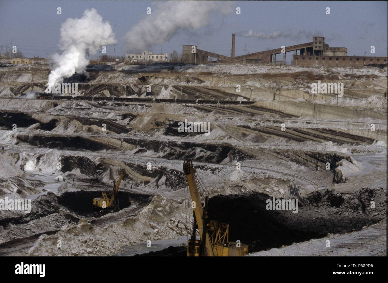 The vast opencast coal mine at Manzhouli in Inner Mongolia on the ...