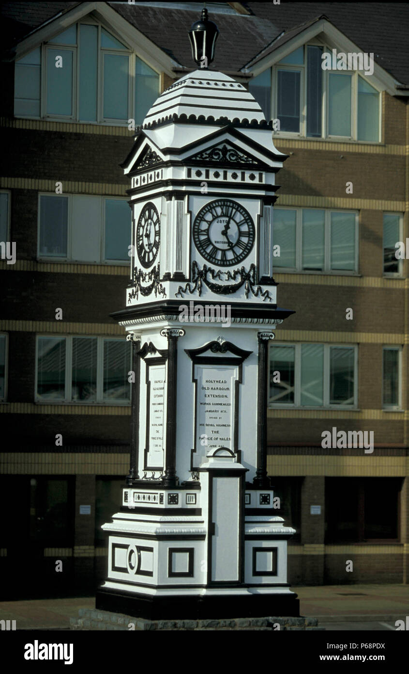 The Victorian Clock Tower outside the entrance to the Holyhead Station ...