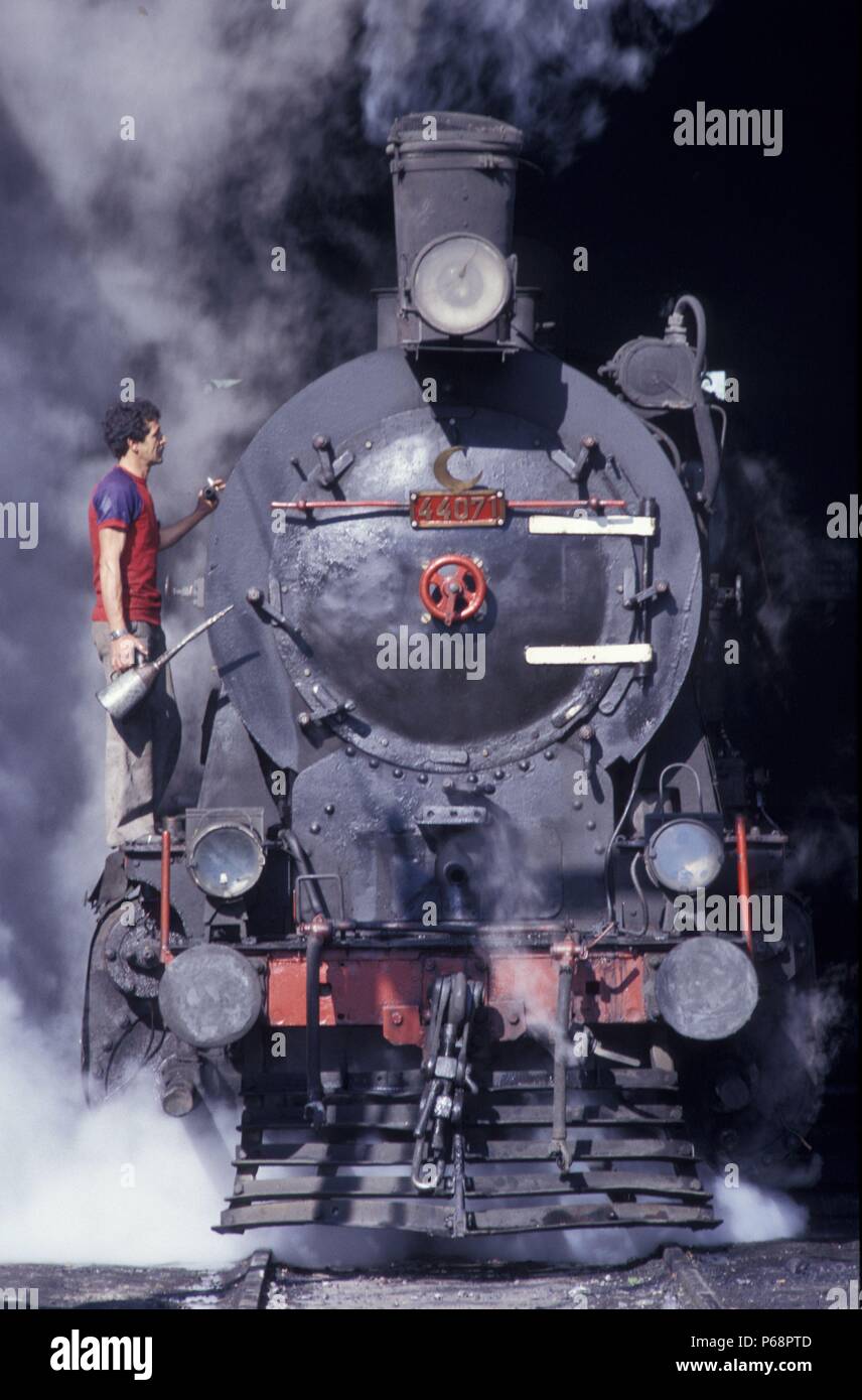 Turkish Railways ex - Prussian G8 class 0-8-0 No. 44071 peeps out of ...