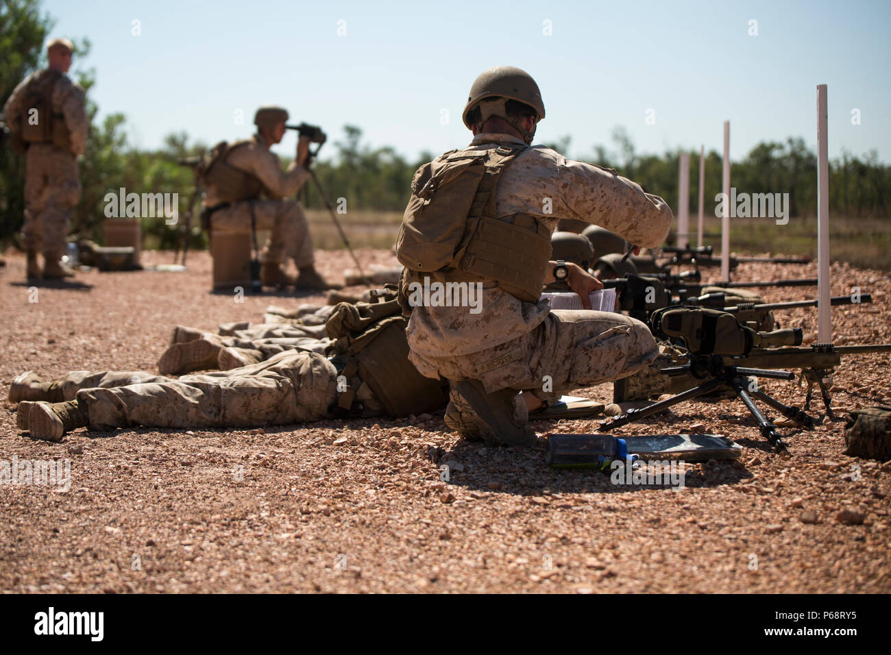 U.S. Marines prepare to fire the M107 .50 caliber special application ...