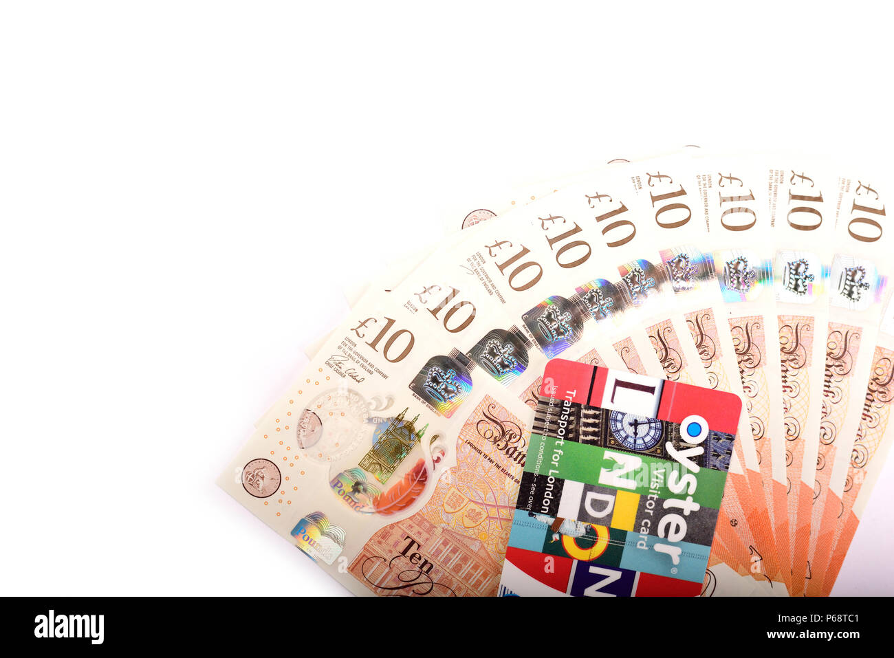 British 10 pounds paper currency note on white background Stock Photo ...