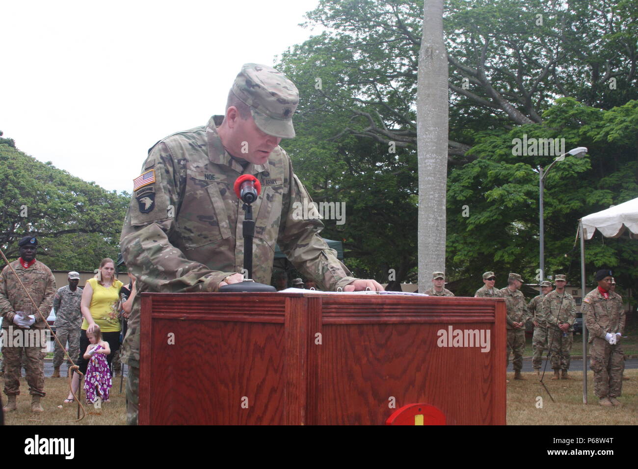 The 84th Engineer Battalion Commander, Ltc. Eric M. Noe, addresses the ...