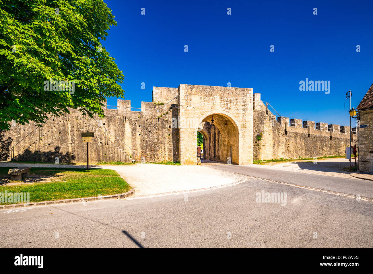 The medieval fortified wall was built in the 13th century in Provins ...
