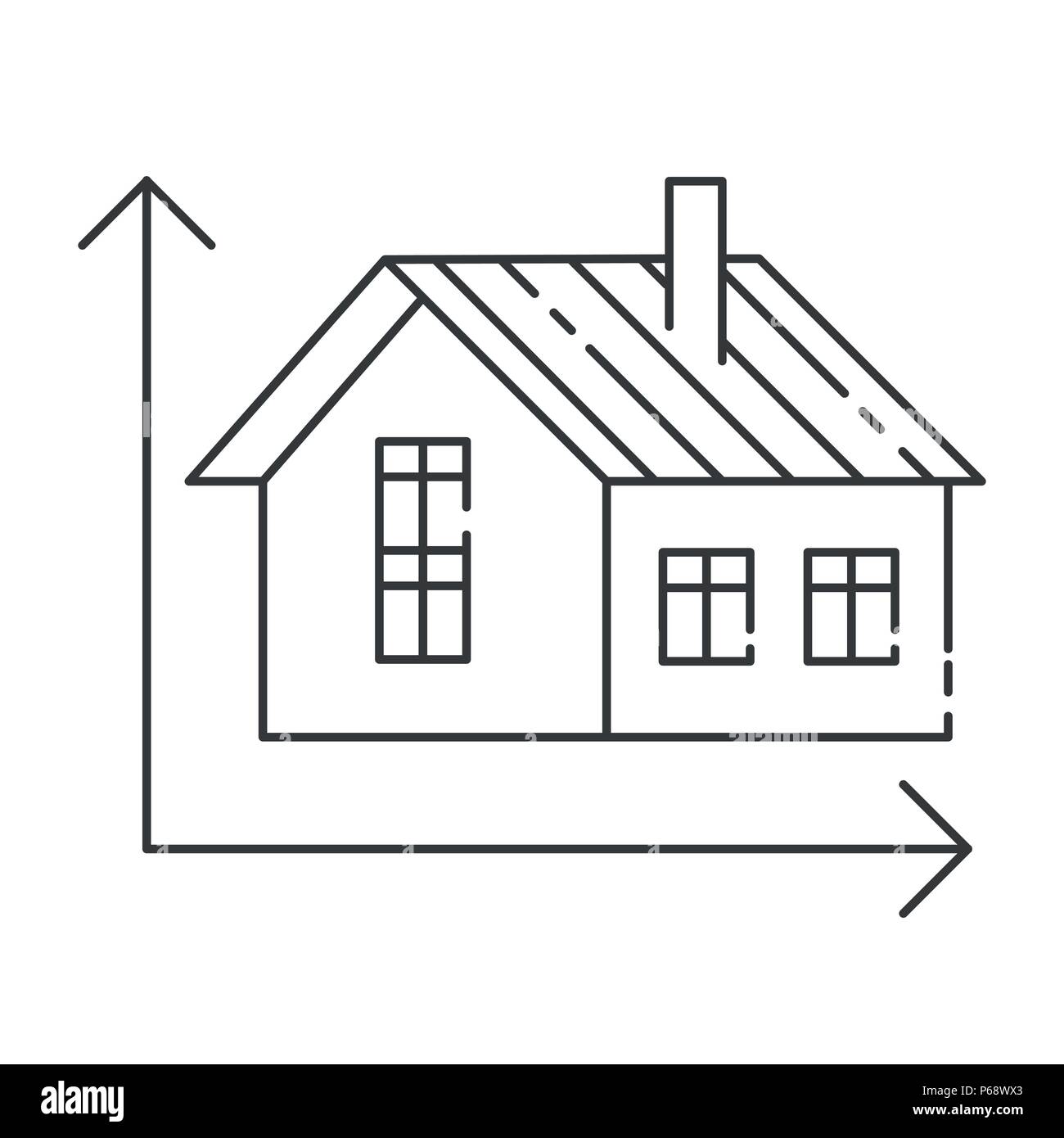 Vector illustration of modern icon depicting a home measurement concept ...