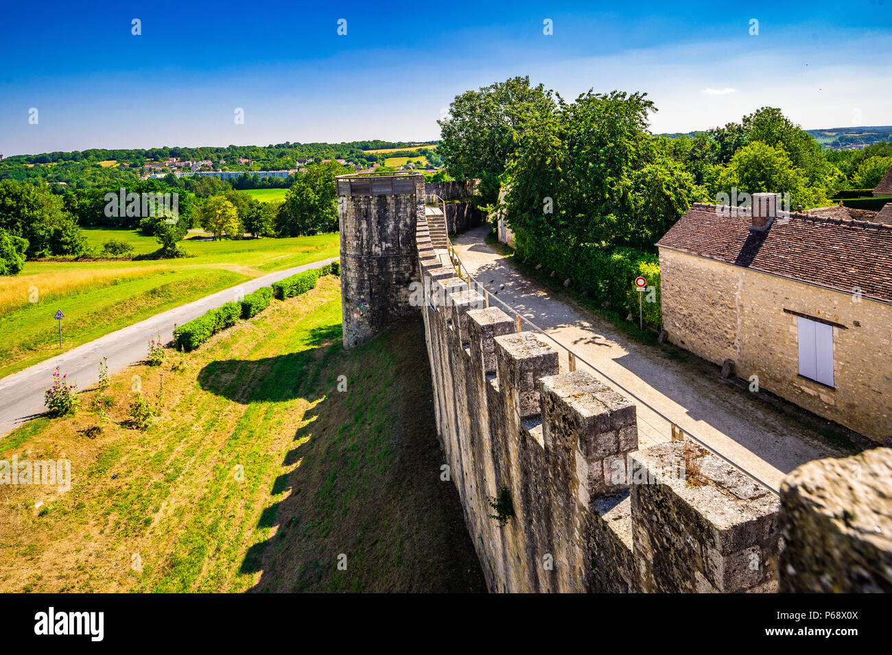 The medieval fortified wall was built in the 13th century in Provins ...