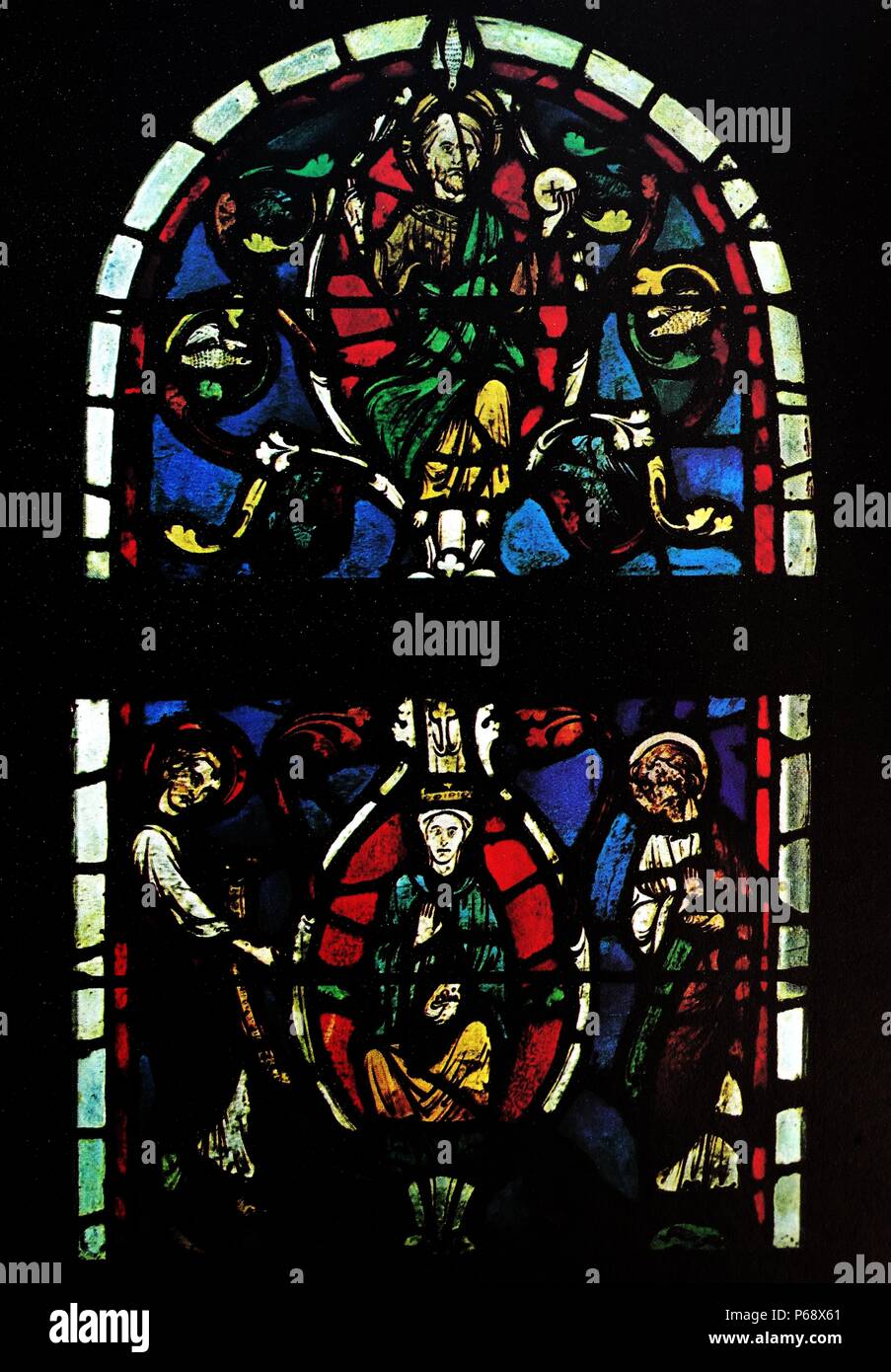 Stained glass window chruch french 13th century christ hi-res stock ...