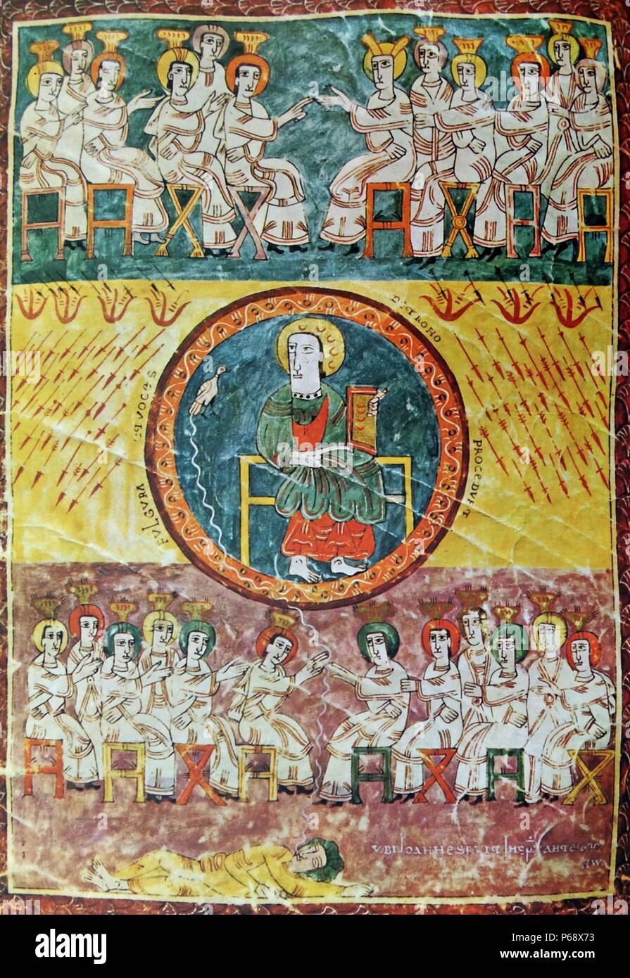 Mural titled 'The Opening of the Seventh Seal' from the Commentary of ...