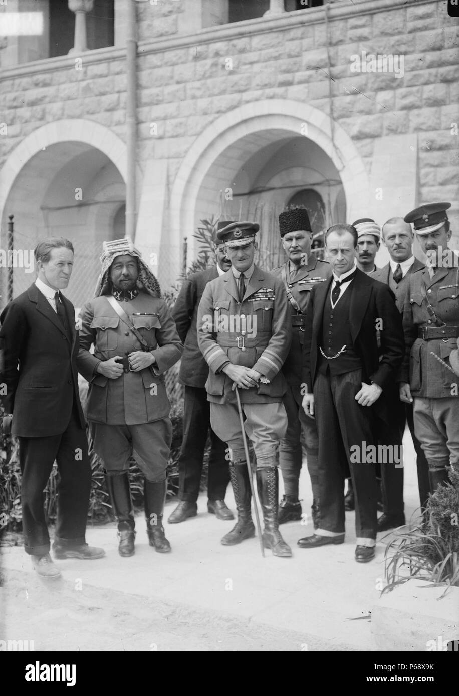 Photograph of the arrival of Herbert Samuel, 1st Viscount Samuel, Emir ...