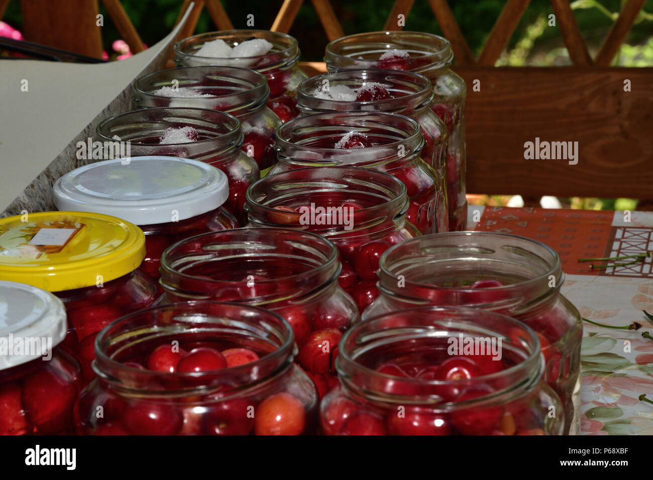 Homemade cherries conserve preserved Stock Photo - Alamy