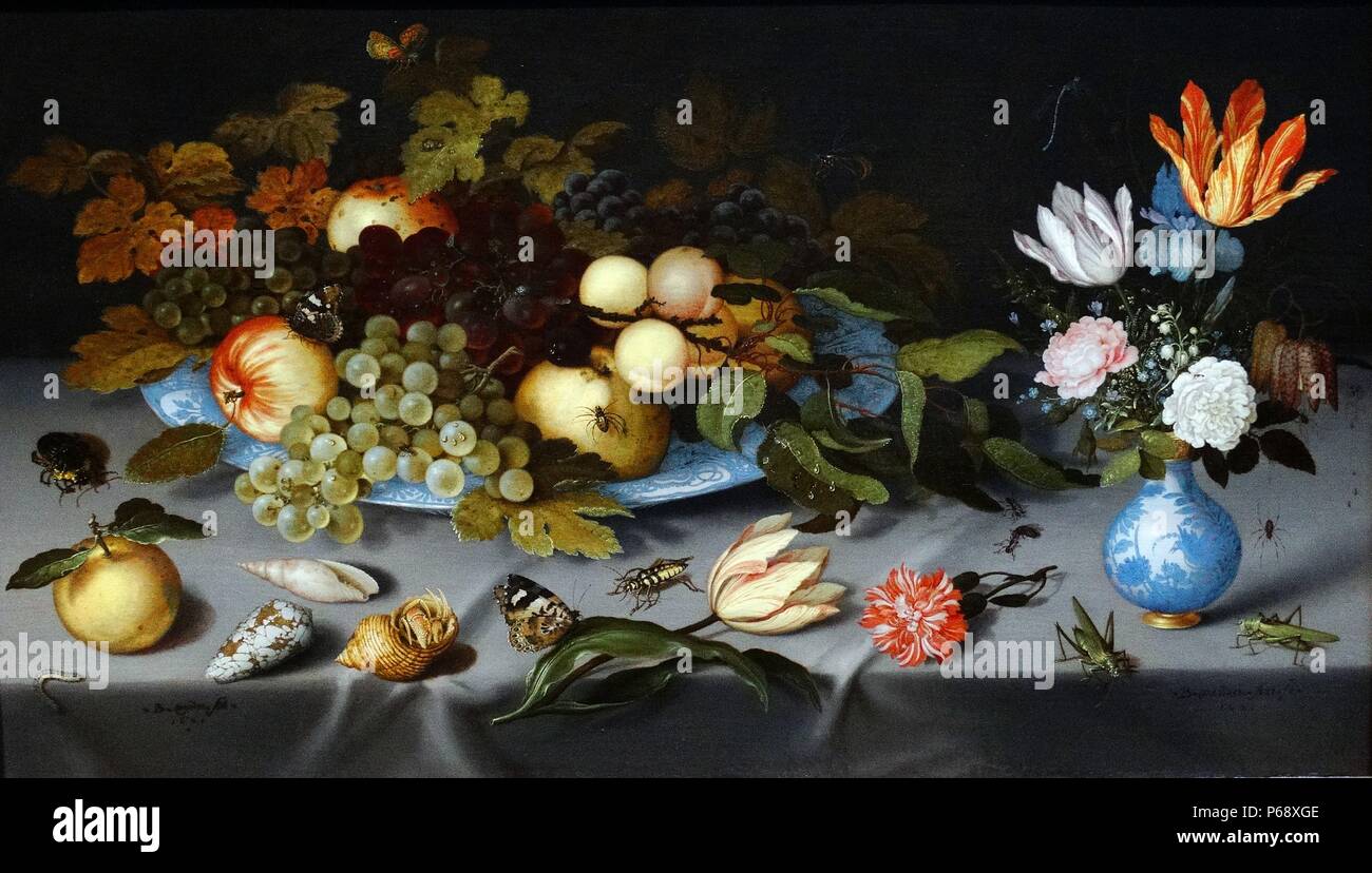 Still life with Fruit and Flowers. Painted by Balthasar van der Ast ...