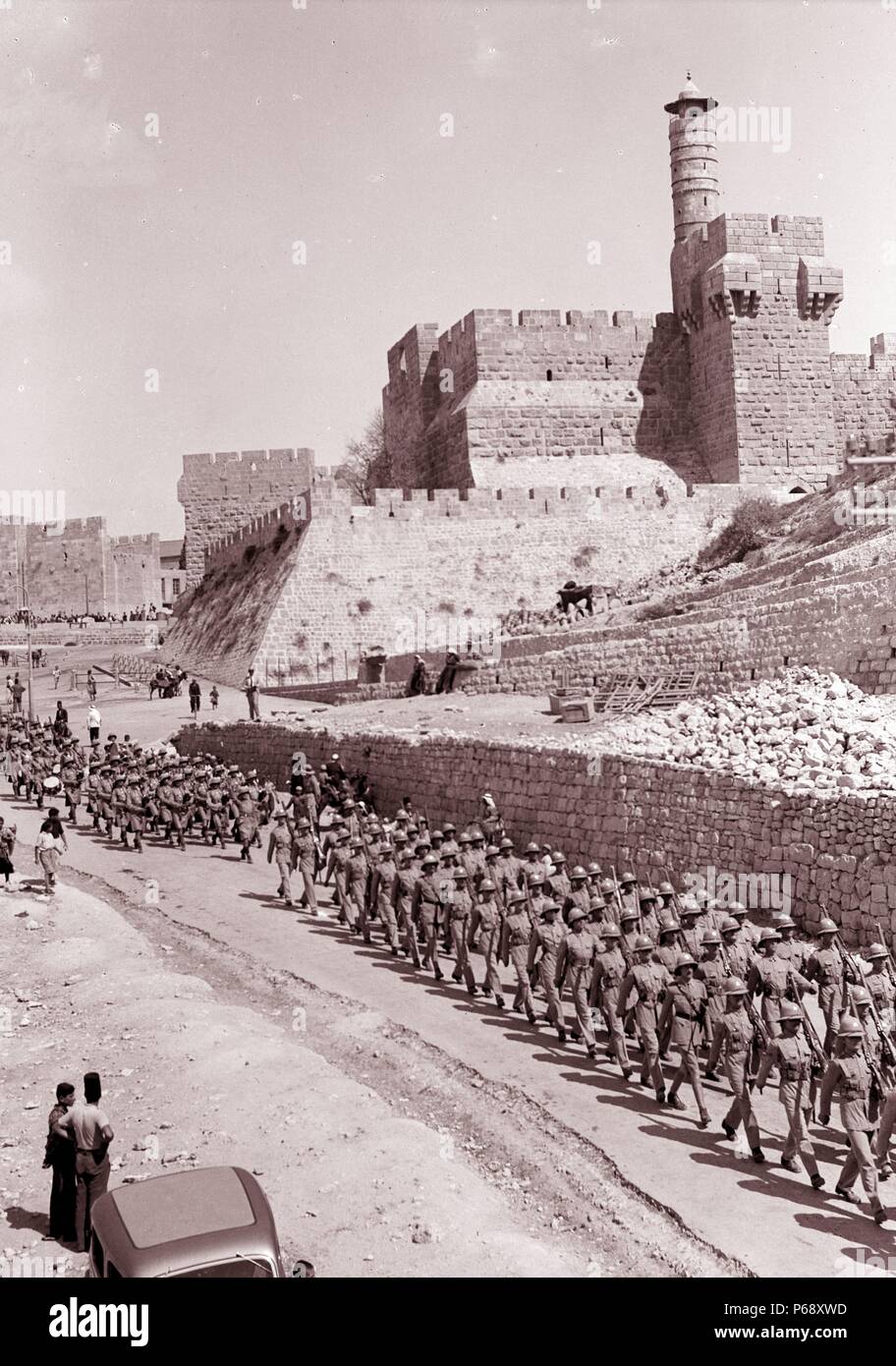 Photograph of British soldiers marching through Jerusalem past the ...