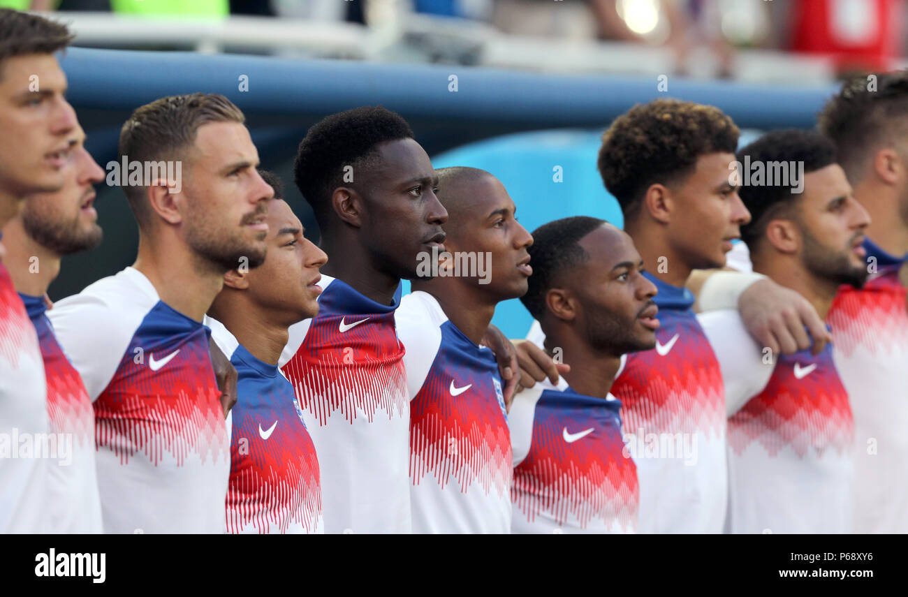 England's Danny Welbeck (centre left) and the England bench during the ...