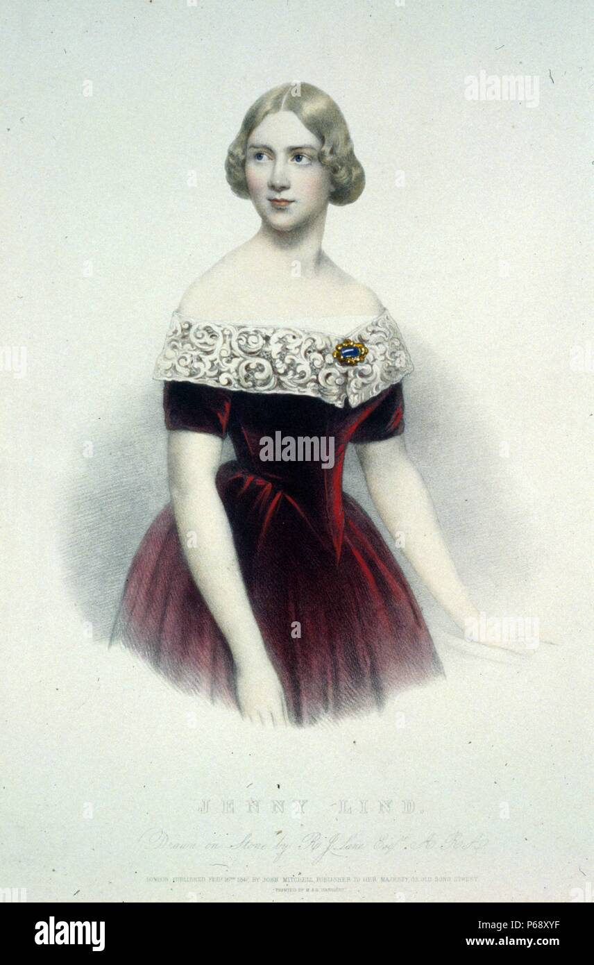 Swedish Opera Singer Johanna Maria Lind (1820-1887) often known as the ...