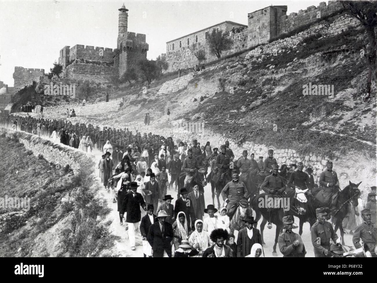 Photograph of Austrian troops leaving Jerusalem. Dated 1916 Stock Photo ...