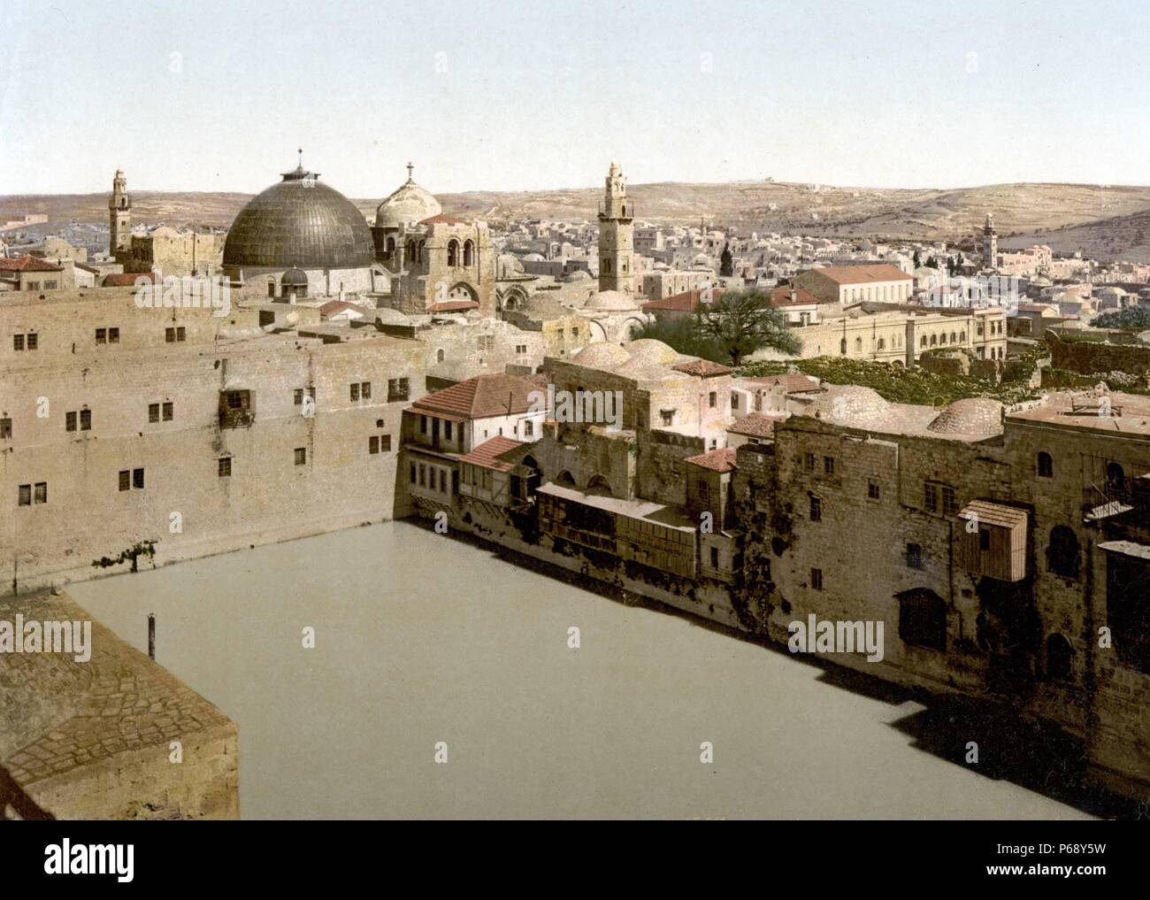 Colour photograph of Hezekiah's Pool in the Christian Quarter of the ...
