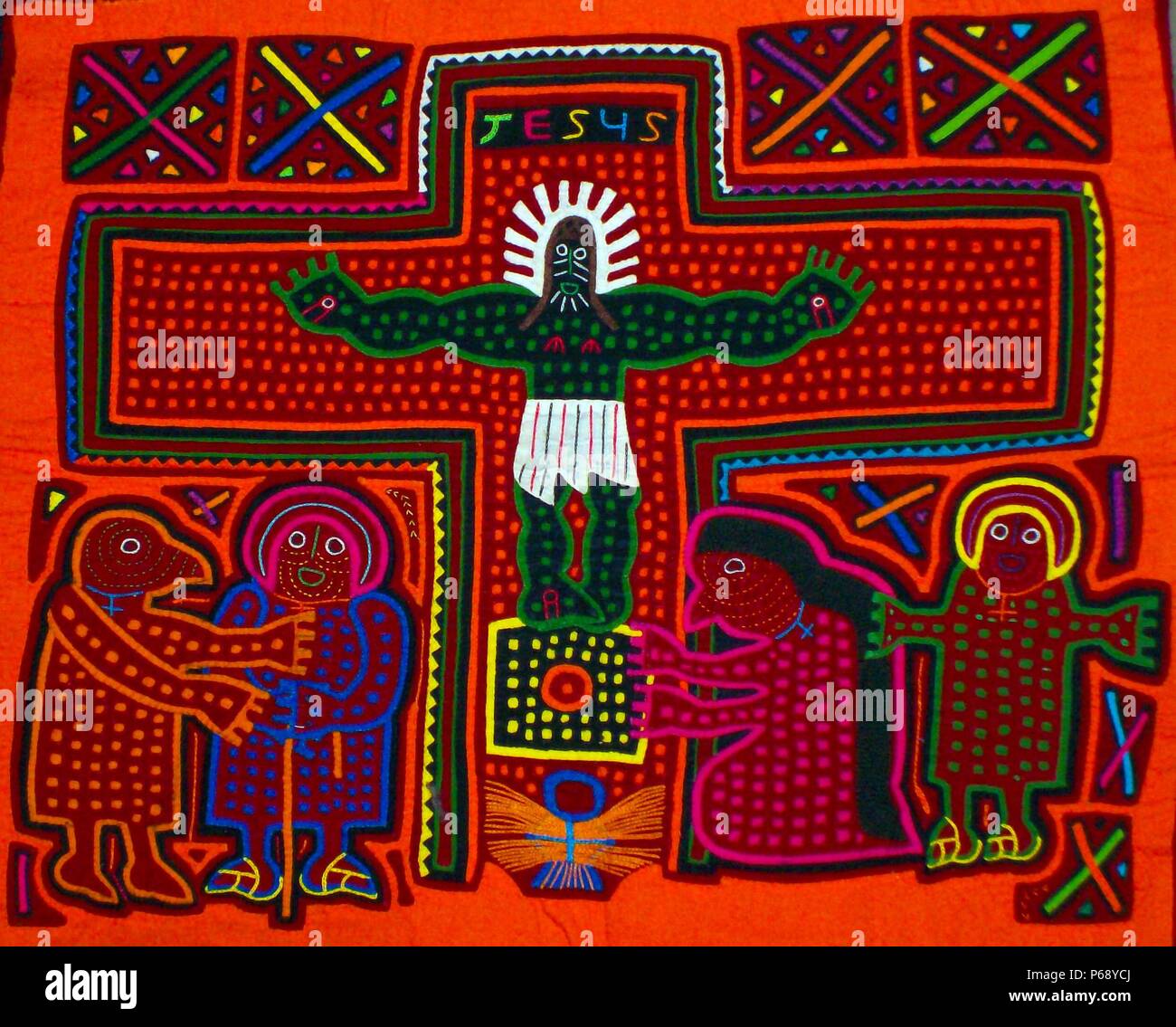 Mola textile by Kuna Indian artist, depicting a biblical scene. From ...