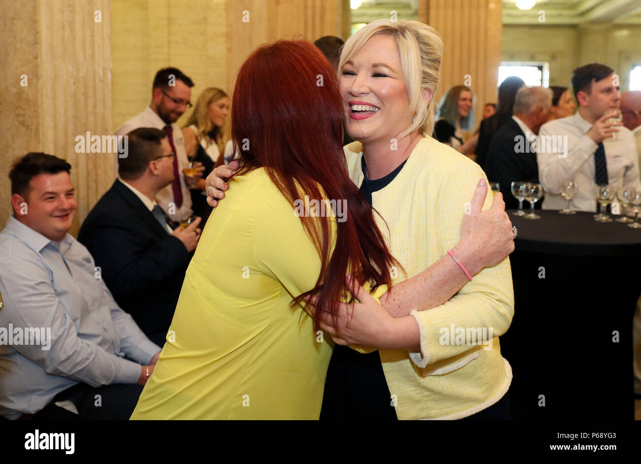 Sinn Fein leader for Northern Ireland Michelle O'Neill (right) with ...