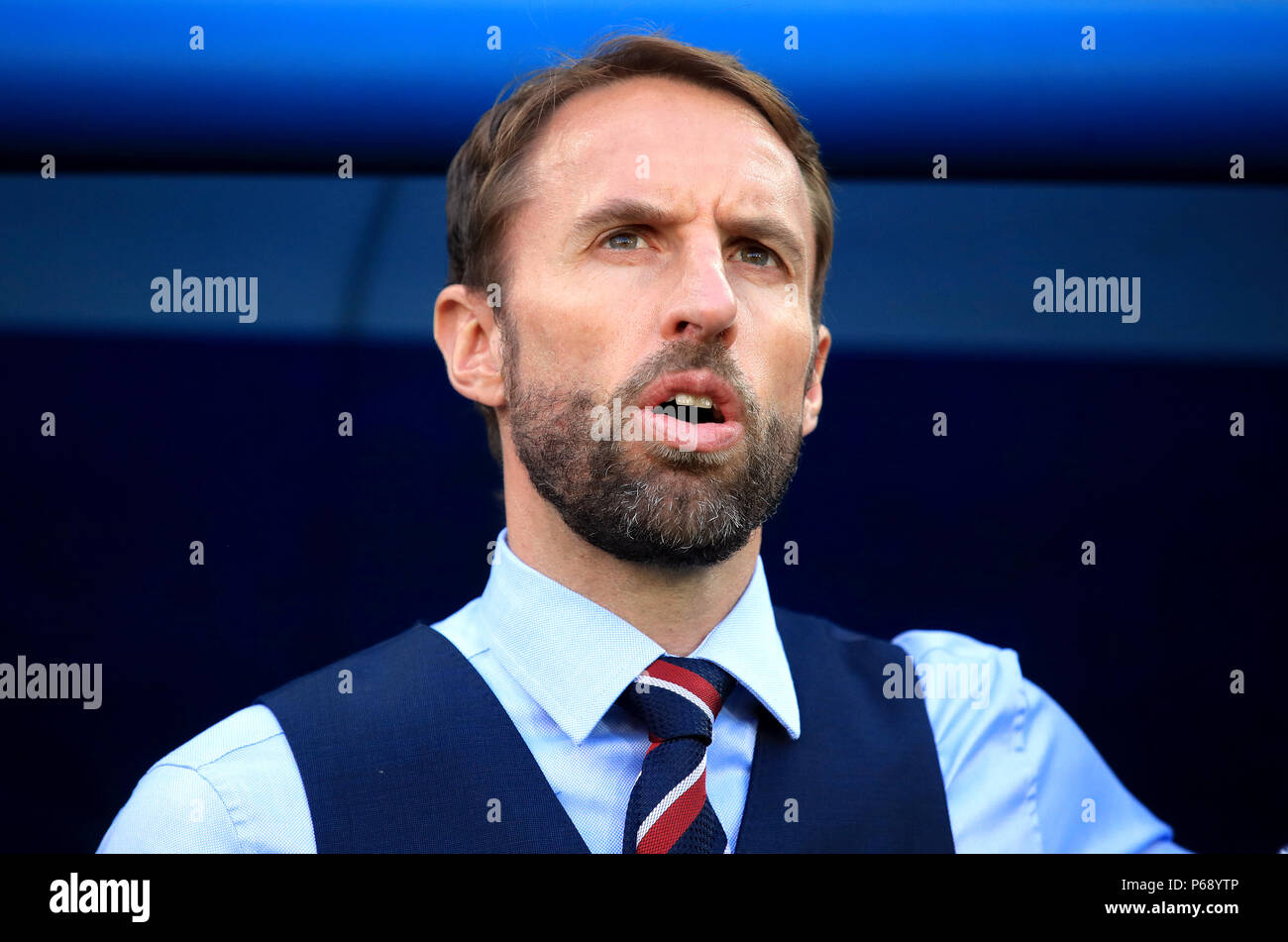 England manager Gareth Southgate during the national anthem before the ...