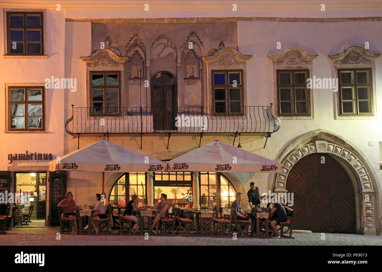 Hungary, Sopron, Main Square, restaurant, people, nightlife Stock Photo ...