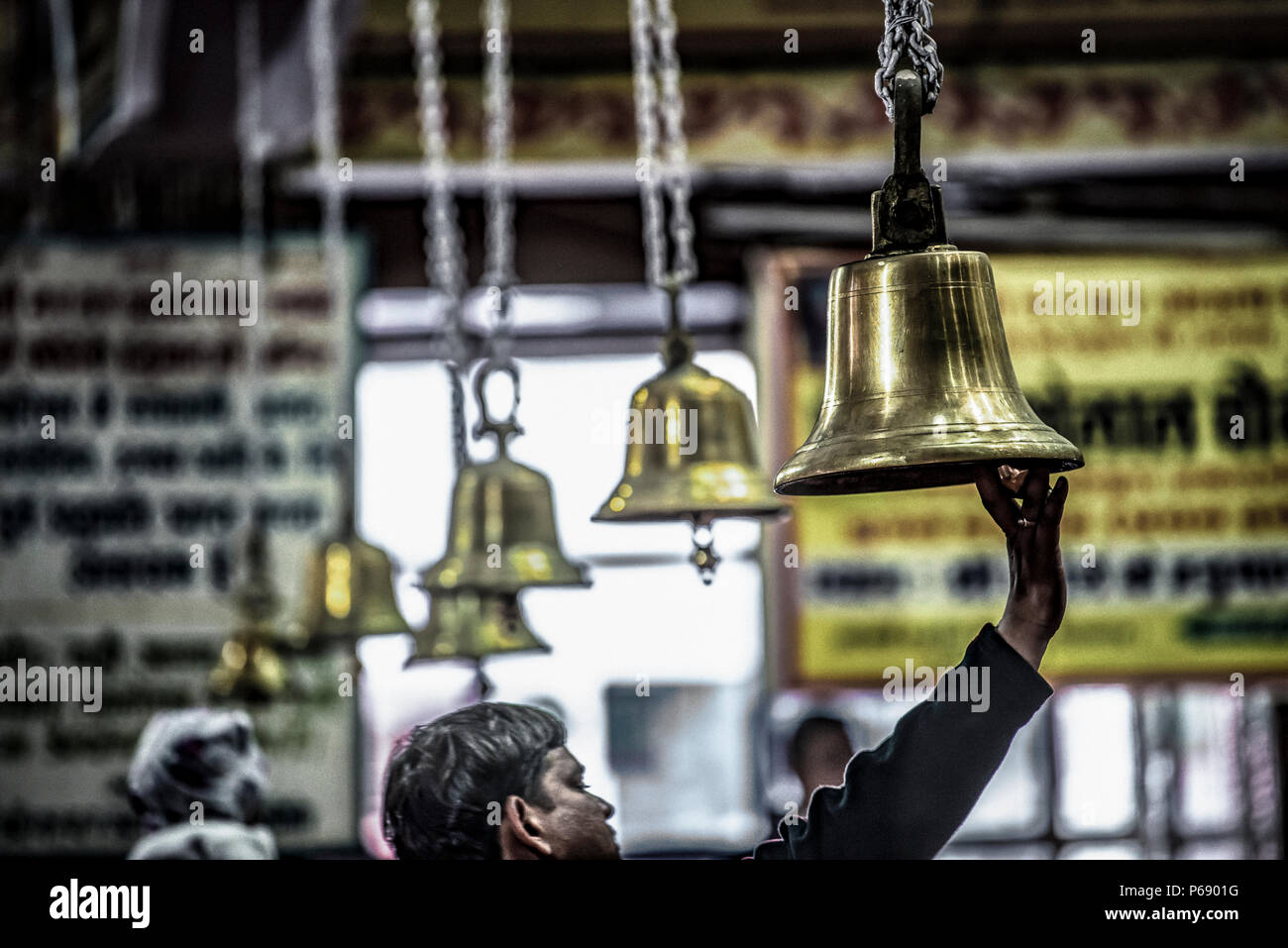 INDIA RAJASTHAN Jaipur. Holy bell at Hanuman Temple Stock Photo - Alamy