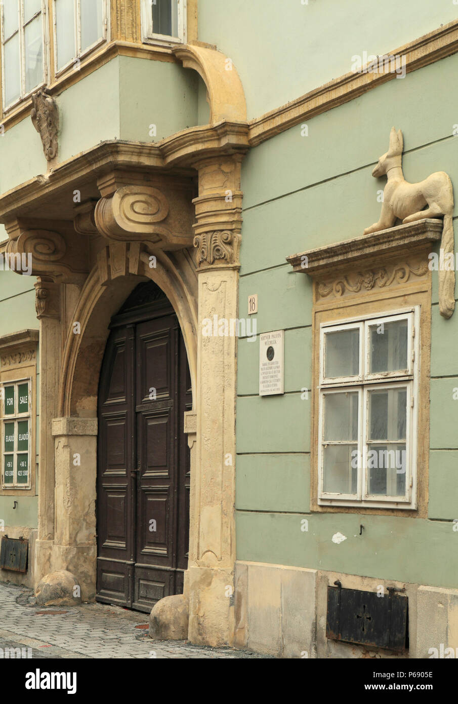 Hungary, Sopron, street scene, historic architecture, Artner Palace ...