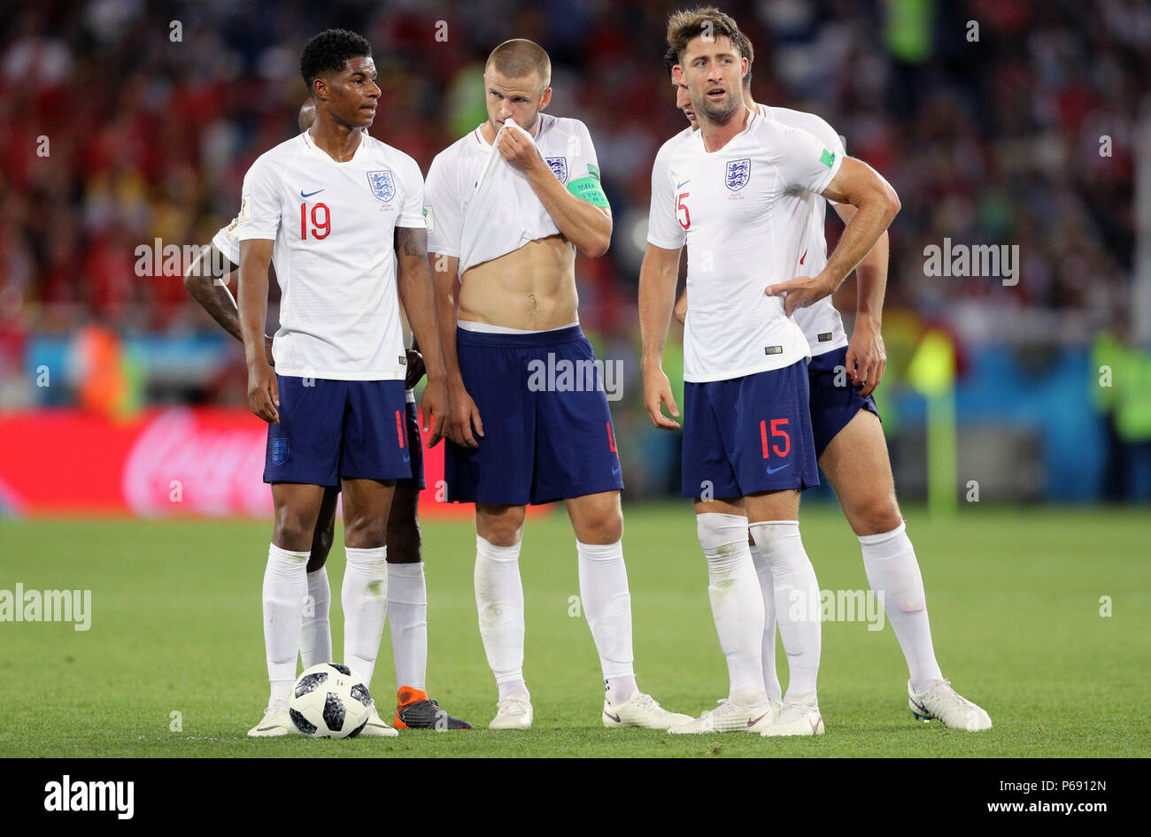 England's Marcus Rashford (left), Eric Dier (centre) and Gary Cahill ...