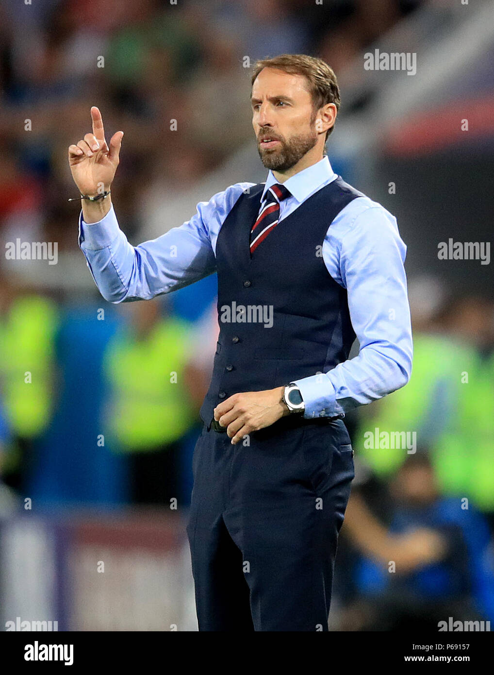 England manager Gareth Southgate gestures on the touchline during the ...