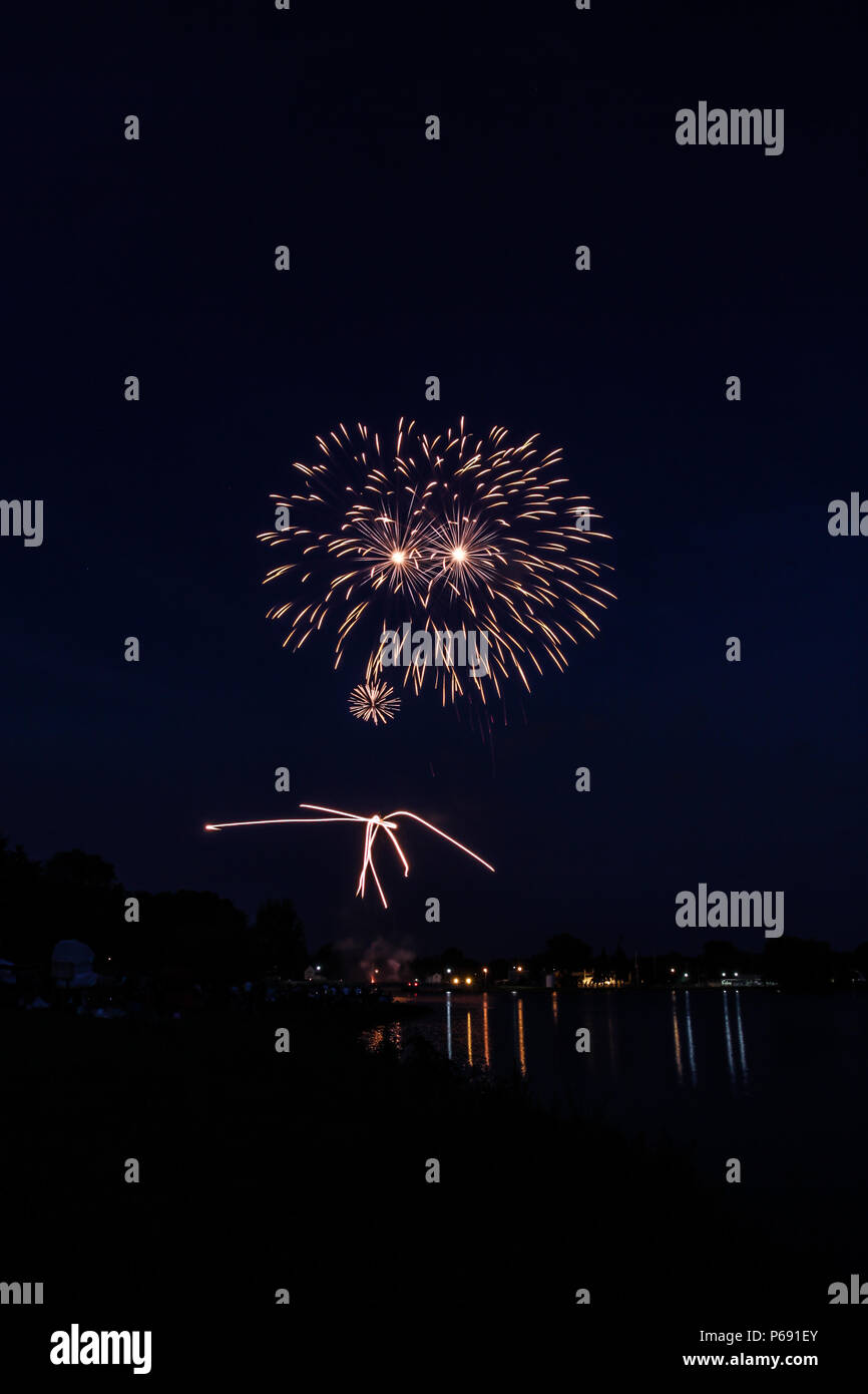 A Small Town Fireworks Display for Independence Day 4th of July Stock ...