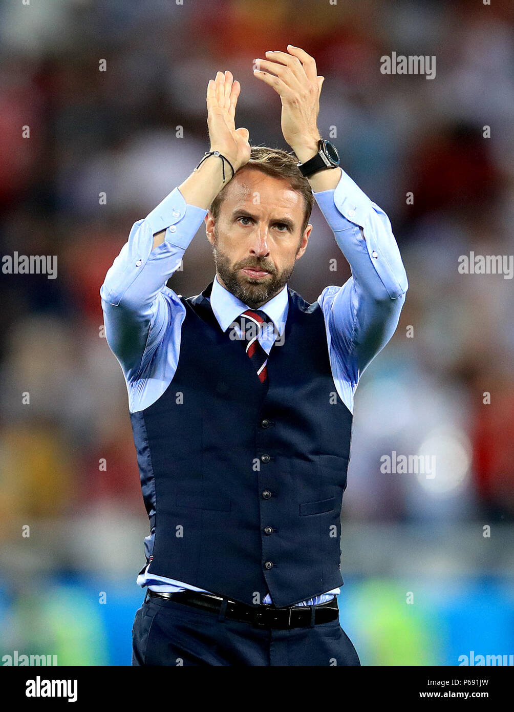 England manager gareth southgate acknowledges fans hi-res stock ...