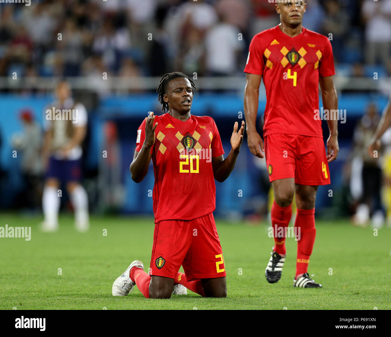 Belgium's Dedryck Boyata celebrates after the FIFA World Cup Group G ...