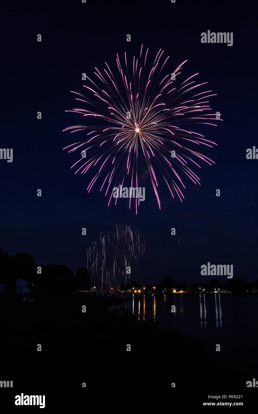 A Small Town Fireworks Display for Independence Day 4th of July Stock ...