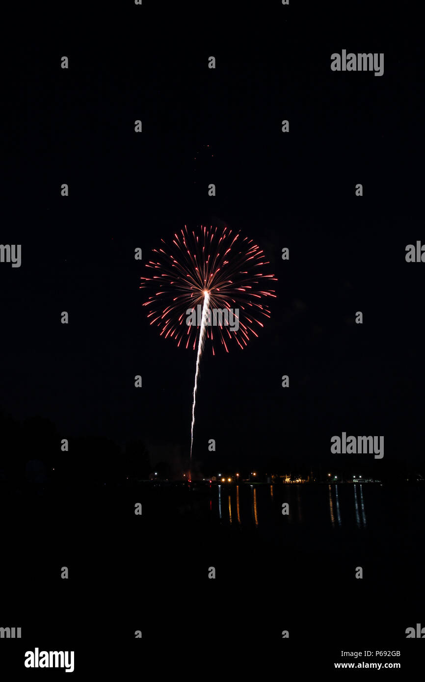 A Small Town Fireworks Display for Independence Day 4th of July Stock ...
