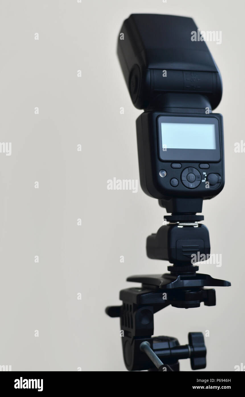 External photographic flashlight gun is mounted on the remote wireless ...