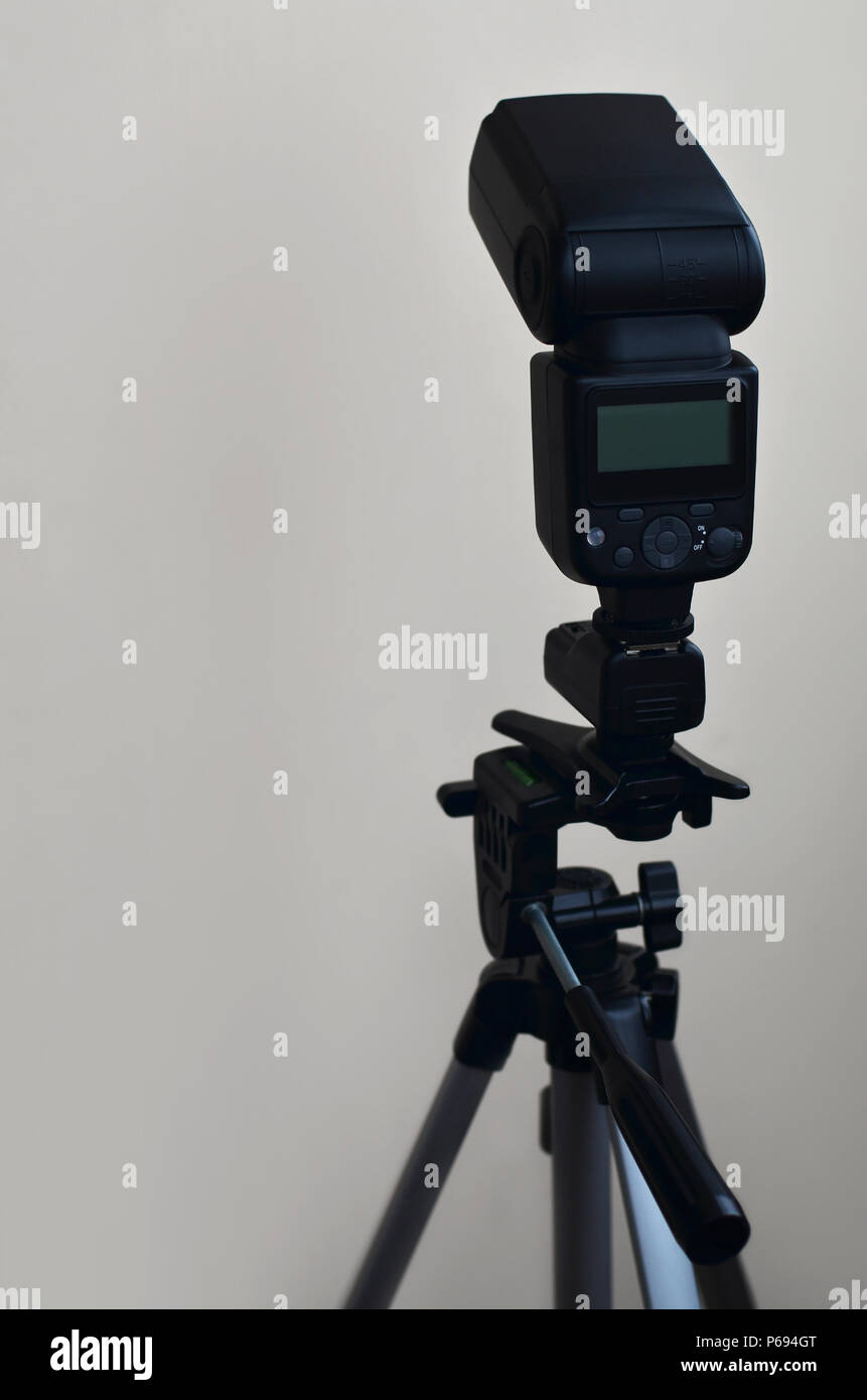 External photographic flashlight gun is mounted on the remote wireless ...