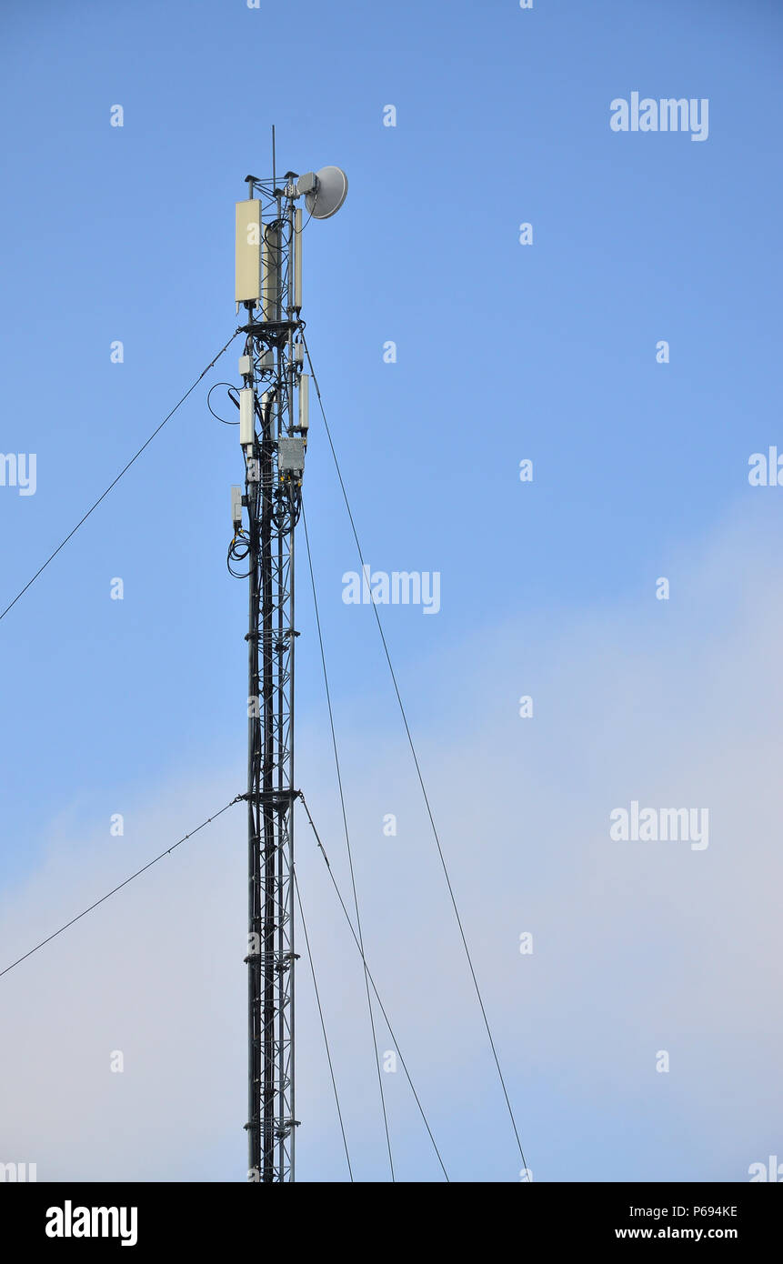 Telecommunications tower for the transmission of radio waves. metallic ...