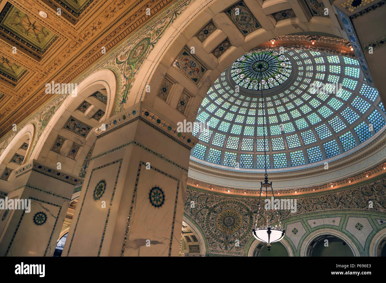 Chicago, Illinois, USA - June 22, 2018 - View of the interior and of ...