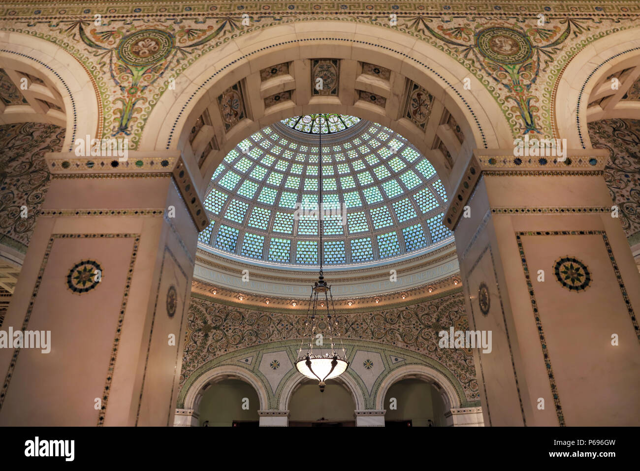 Chicago, Illinois, USA - June 22, 2018 - View of the interior and of ...