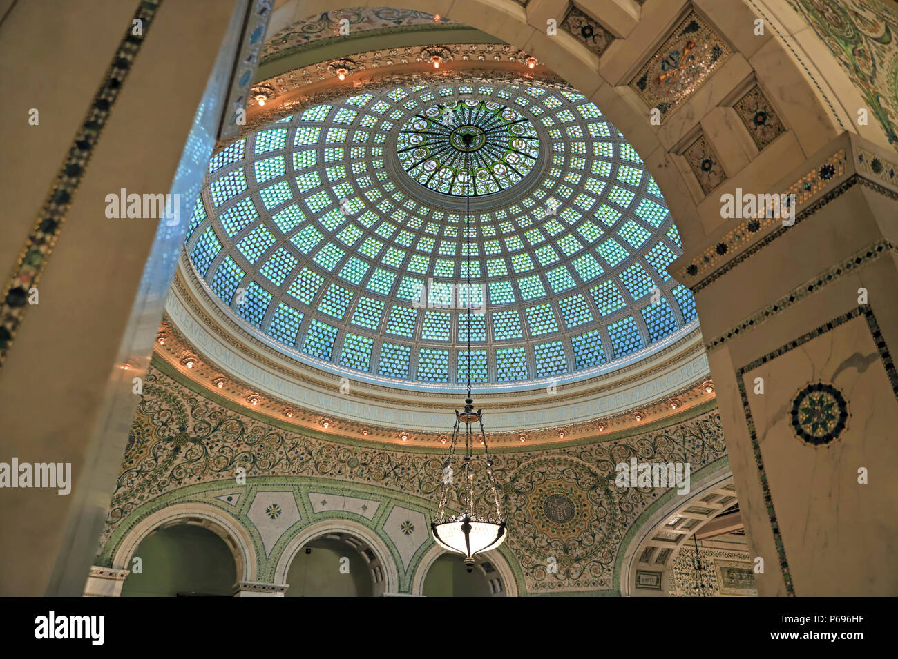 Chicago, Illinois, USA - June 22, 2018 - View of the interior and of ...